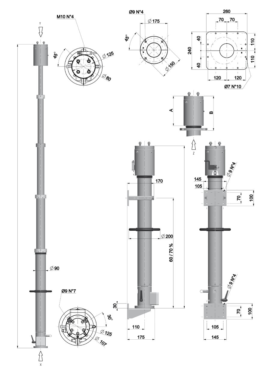LIGHT telescopic mast, Height from 2,6 to 6,9m with max load of 30kg